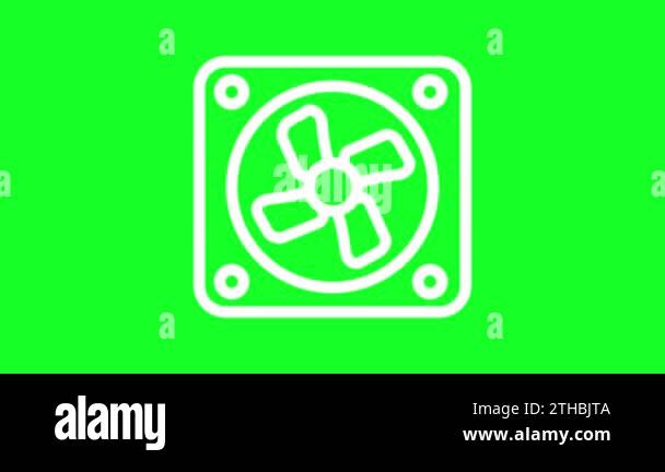 Animated cpu cooler white line icon. Removes waste heat. Hardware. Loop ...