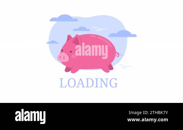 Animated piggy on freedom loader. Livestock. Flash message 4K video ...