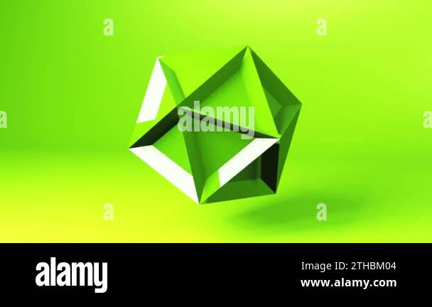 3D animation render triangular low poly shape spinning - futuristic ...
