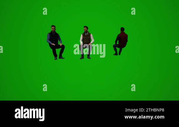 The student boy animated the green screen, walking, dancing, talking ...