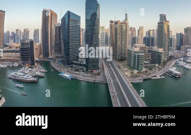 Panoramic aerial top view day to night transition timelapse of all ...