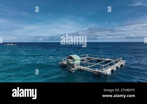 Fish Farms Off The Coast Of Cebu Island In The Philippines, Aerial View ...