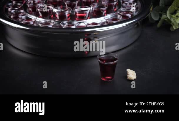 Taking communion concept - the wine and the bread symbols of Jesus ...