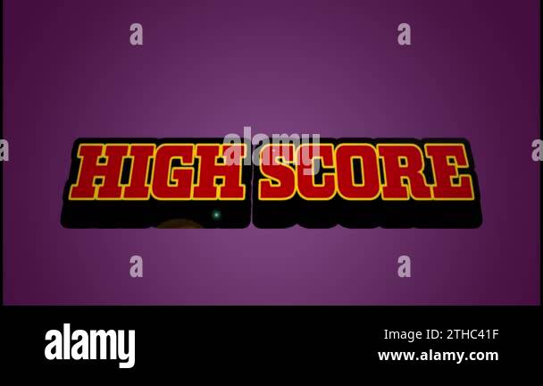 Animation of red high score text with illuminated thunderstorm over ...