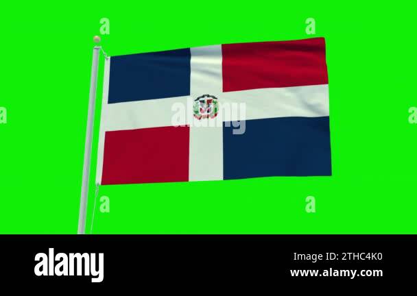 Seamless loop animation of the Dominican Republic flag on a green ...