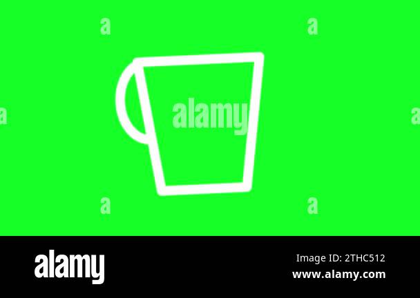 Animated cup white line icon. Kitchenware. Porcelain mug. Loop HD video ...