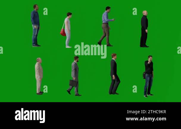 3d couple male teachers and professors green screen background walking ...