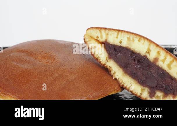 Dorayaki cross section Japanese traditional sweets Stock Video Footage ...