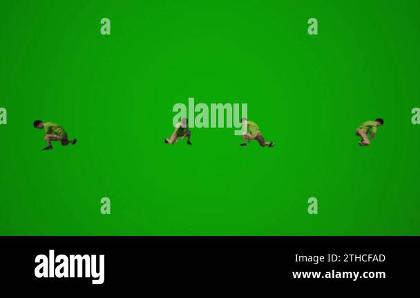 3D several different little kindergarten boys and girls green screen ...