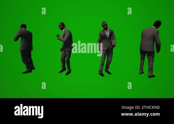 Black business man green screen walk mobile phone talking sitting ...
