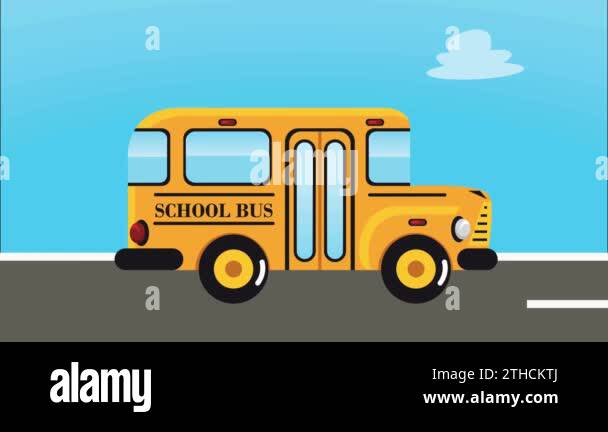 back to school bus animation , 4k video animated Stock Video Footage ...
