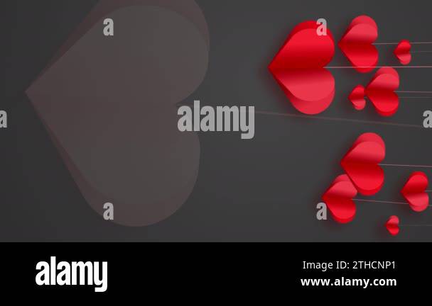 Vertical video. Paper hearts on string sway in wind. Animated romantic ...