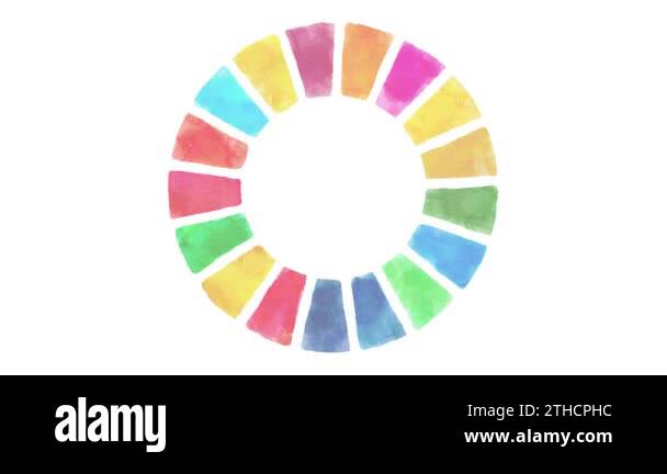 Watercolor SDGs color wheel animation Stock Video Footage - Alamy