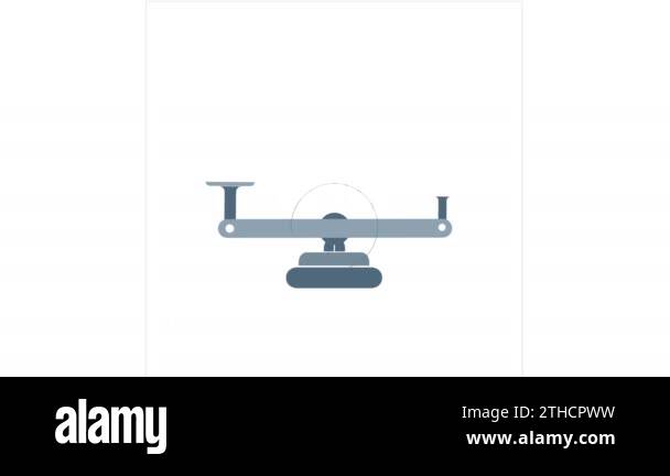weighing scales in a flat animation, Line design, on white background ...