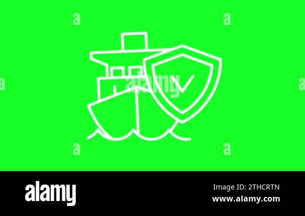 Animated ship white line icon. Marine insurance. Cargo loss. Loop HD ...
