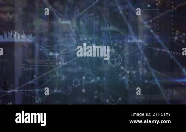 Animation of globe and network of connections over connected people ...