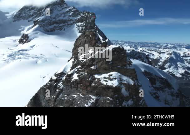 Aerial panorama view of the Sphinx Observatory on Jungfraujoch - Top of ...