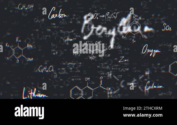 Chemistry Formulas On Blackboard/ 4k motion graphics of an abstract ...
