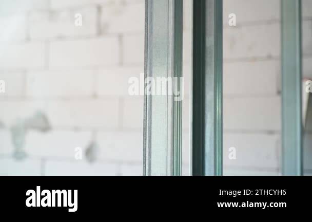 Close-up of a U profile frame against the background of an aerated ...