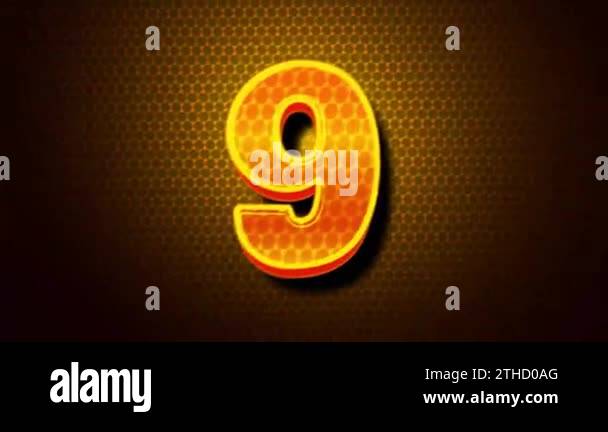 Orange color 3d numbers with honeycomb pattern, countdown timer from 10 ...