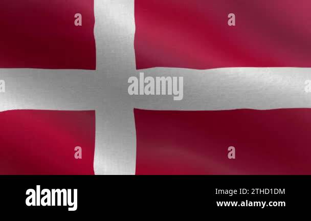 National Flag of Denmark, Seamless loop Denmark flag animation. A ...