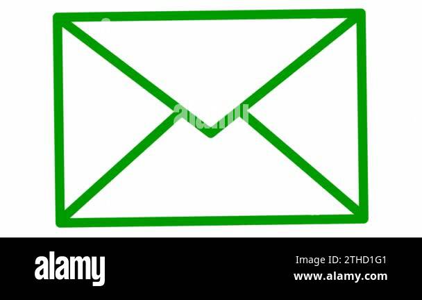Animated green line icon of envelope. Symbol of e-mail. Concept of ...