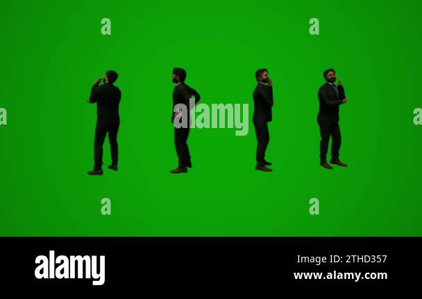 3D marketing man green screen talking and explaining several different ...