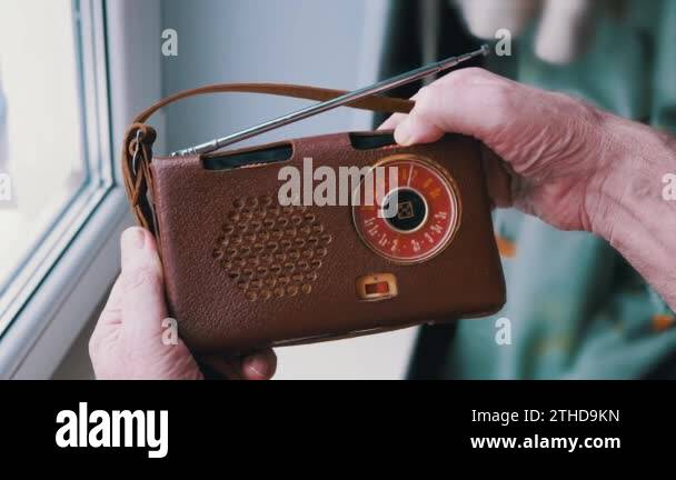Male Fingers Adjust Frequency on an Old Vintage Retro Receiver in ...