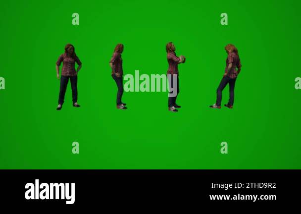 3d European female employee green screen talking and calling the office ...