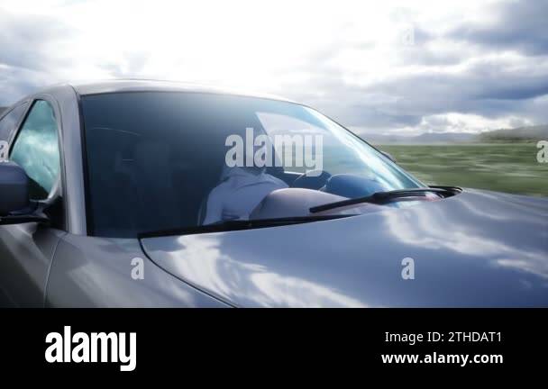 Luxury suv very fast driving on highway. Transport concept. Realistic ...