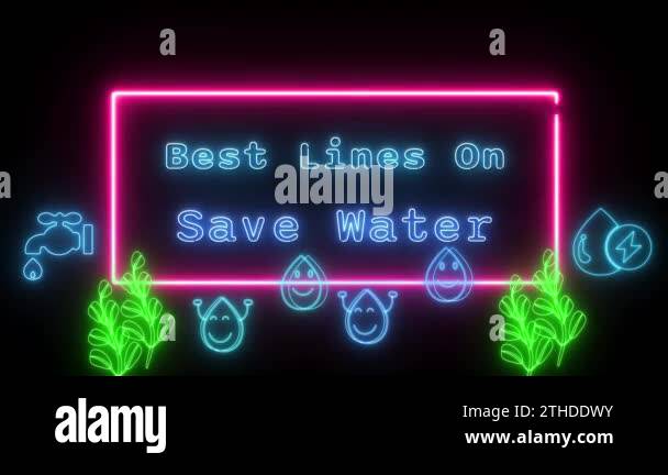 best lines on save water Neon blue Fluorescent Text Animation pink ...