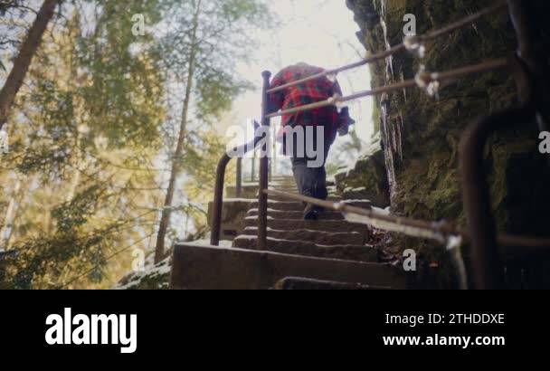 Female traveler finds inner peace in the beauty of nature, hiking ...