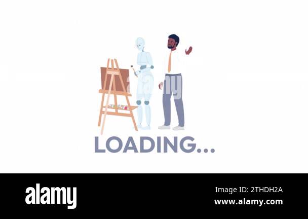 Animated AI art generator loader. Digital painting. Flash message 4K ...