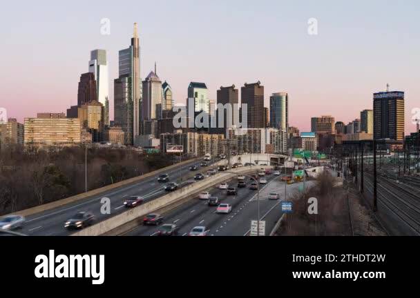 Day to night time-lapse of car traffic transport on multiple lanes ...