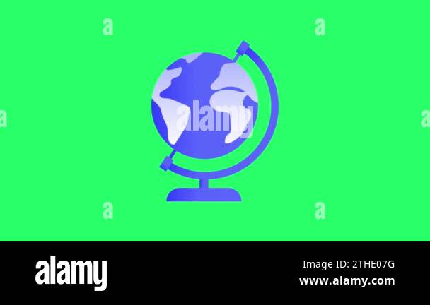 Animation blue icon world infographic object isolate on green ...