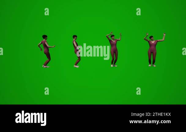 3d female retired employee green screen dancing and celebrating with ...