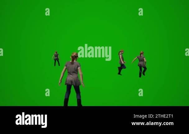 3D several little boys from different schools green screen background ...