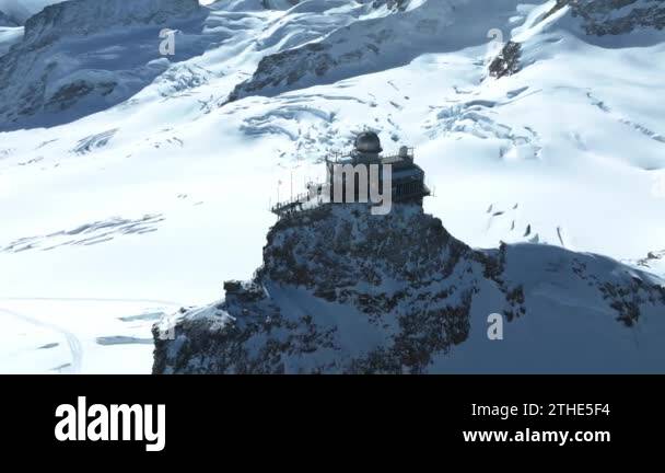 Aerial panorama view of the Sphinx Observatory on Jungfraujoch - Top of ...