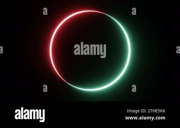 Seamless looping round circle picture frame with two-tone neon color ...