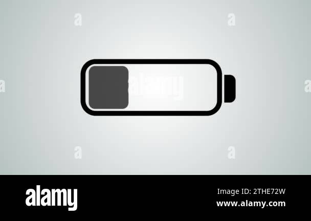 Battery low animation on white background. 4K Resolution (Ultra HD ...