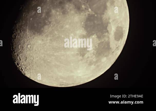 Moon close-up through a telescope. 10 lunar day (after the new Moon ...