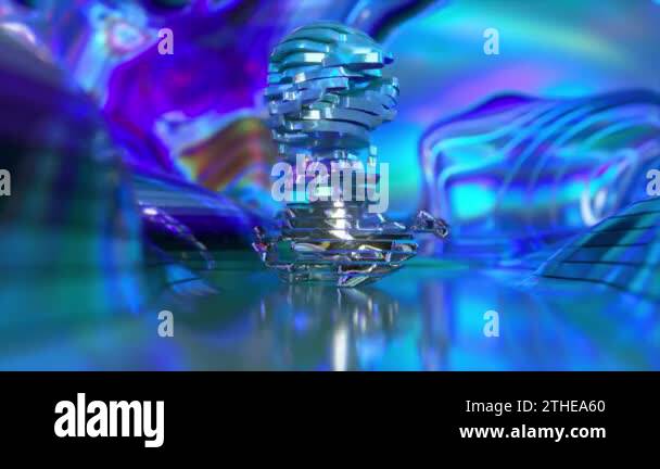 Bright blue abstract background. The concept of artificial intelligence ...