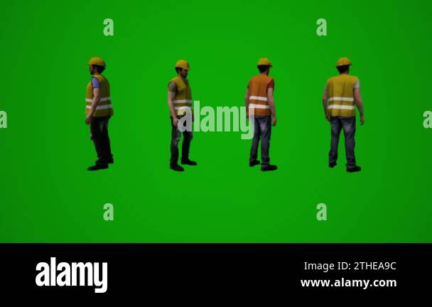 Construction worker green screen, working, walking, dancing, mobile ...