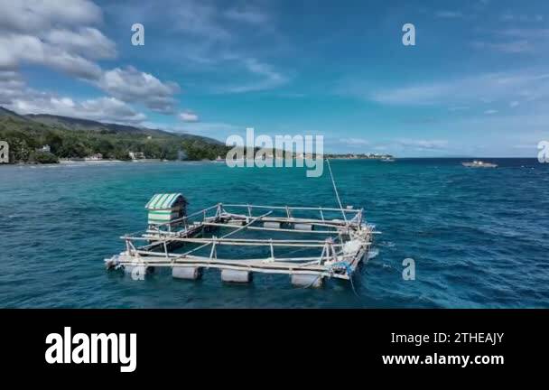 Fish Farms Off The Coast Of Cebu Island In The Philippines, Aerial View ...