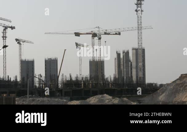 Giza, Egypt, June 6 2022: A construction site of new high rise in Egypt ...