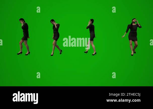 woman girl green screen 3d walk dance talk site shop mobile work and ...