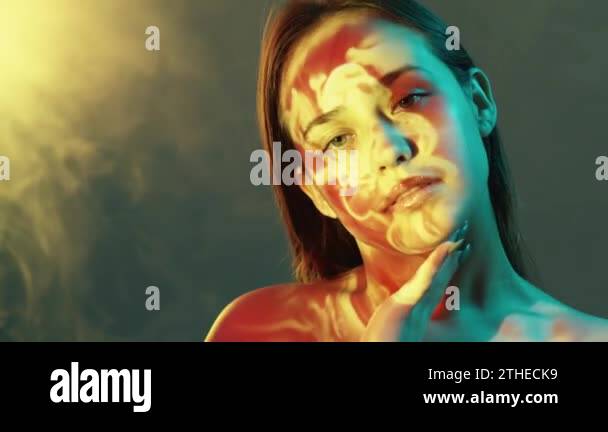 Healing treatment. Sensual woman. Double exposure portrait. Elegant ...