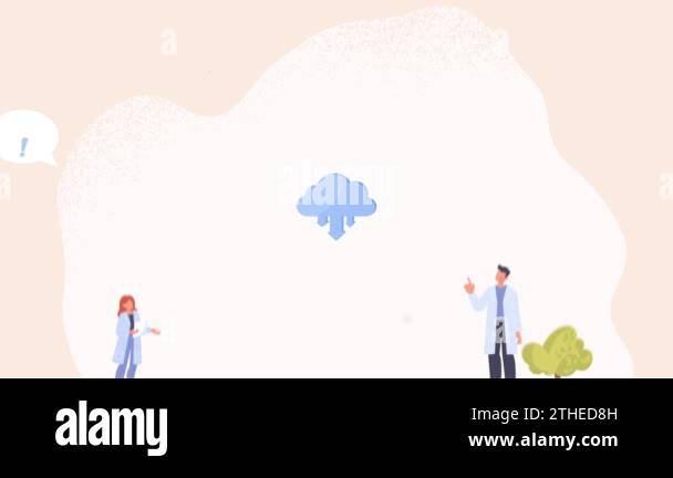 CO2 reduction video concept. Moving man and woman scientists take care ...