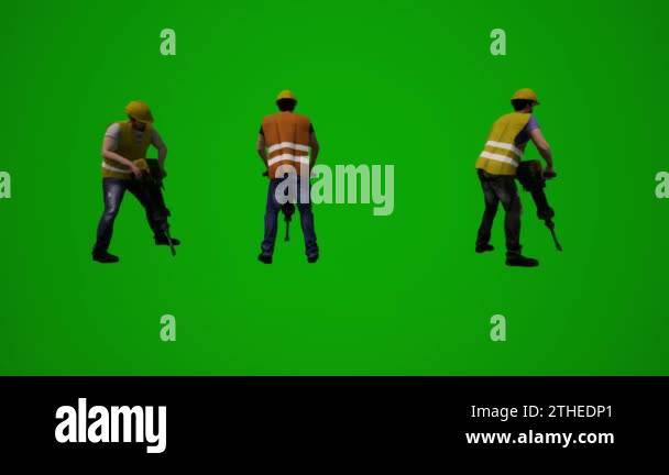 Construction worker green screen, working, walking, dancing, mobile ...