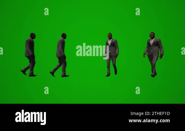 Black business man green screen walk mobile phone talking sitting ...
